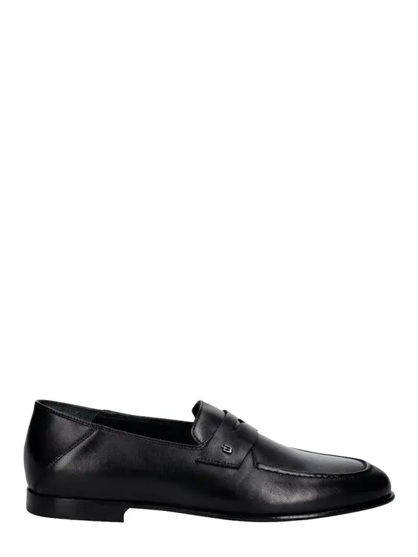 BALDININI Penny Strap Almond Toe Loafers - Black