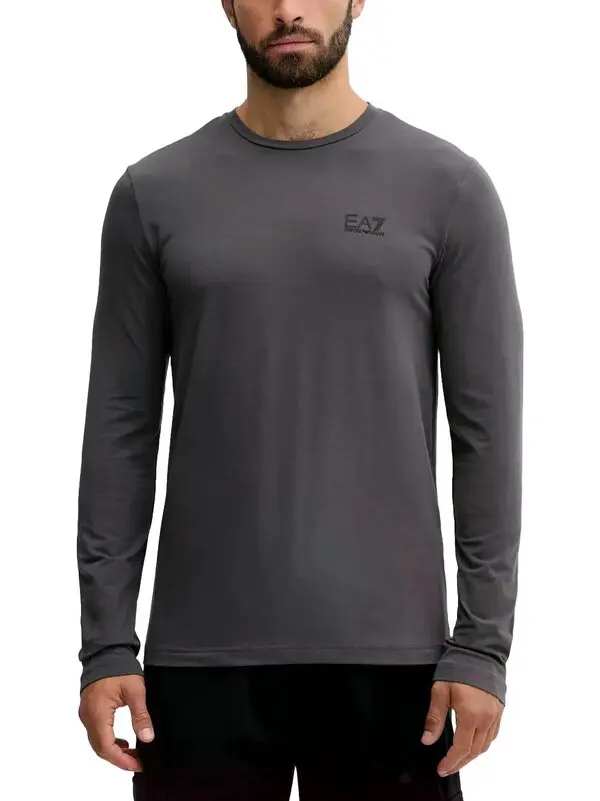 EA7 Logo-print Long-sleeved T-shirt - Grey