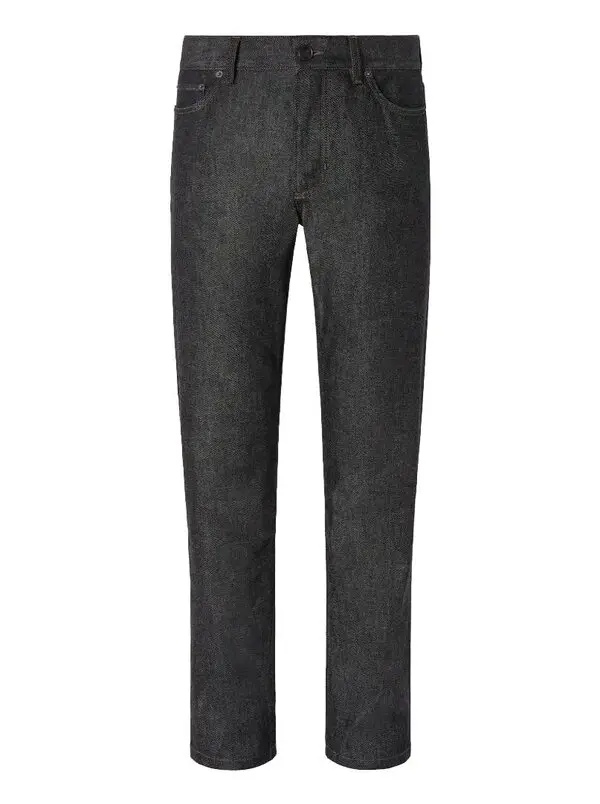 Zegna Stretch Cotton And Cashmere Slim Fit Jeans - Black