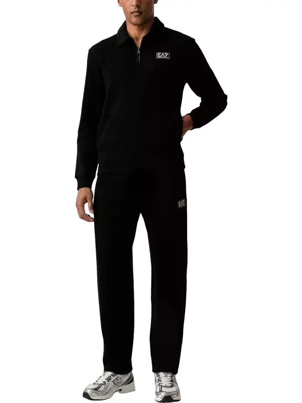 EA7 Logo-patch Quarter-zip Sweatshirt - Black