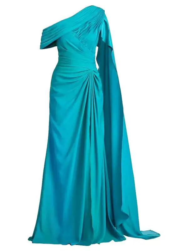 Tadashi Shoji Draped One-shoulder Maxi Dress - Blue