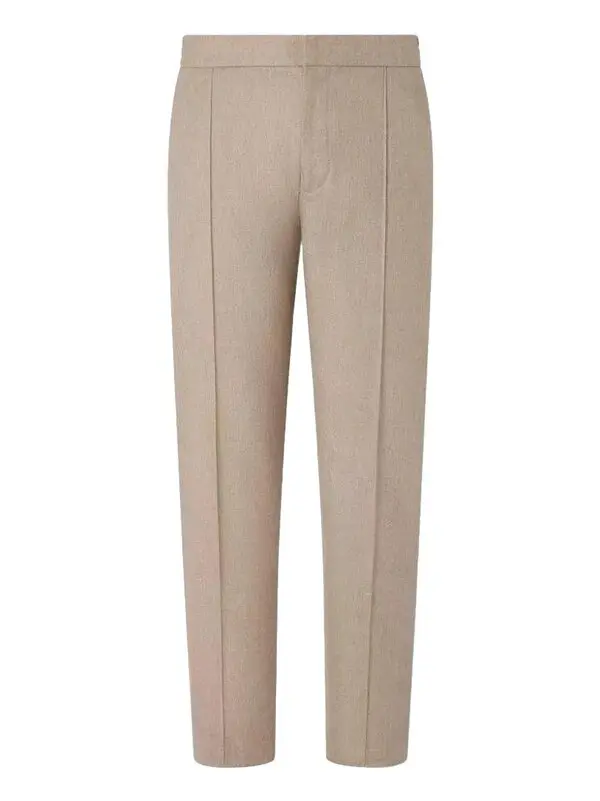 Zegna Light Taupe Mélange Wool Silk And Cashmere Pants - Neutrals
