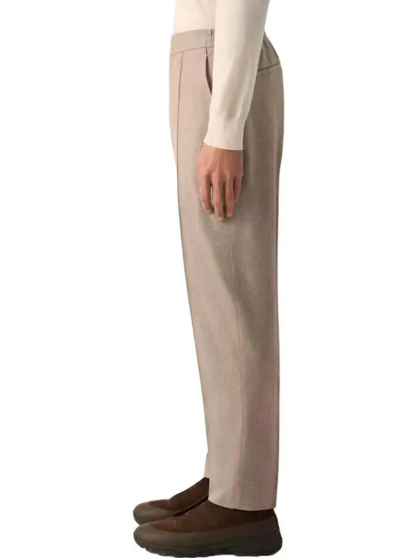 Zegna Light Taupe Mélange Wool Silk And Cashmere Pants - Neutrals