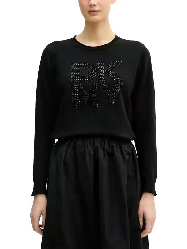 Dkny Embellished Knitted Jumper - Black