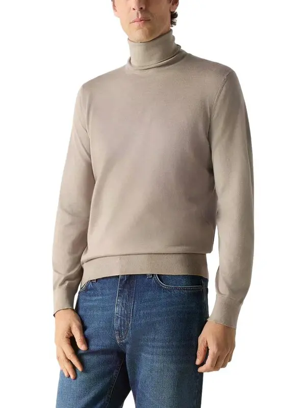 Zegna Cashseta Turtleneck With Mélange Finish - Neutrals