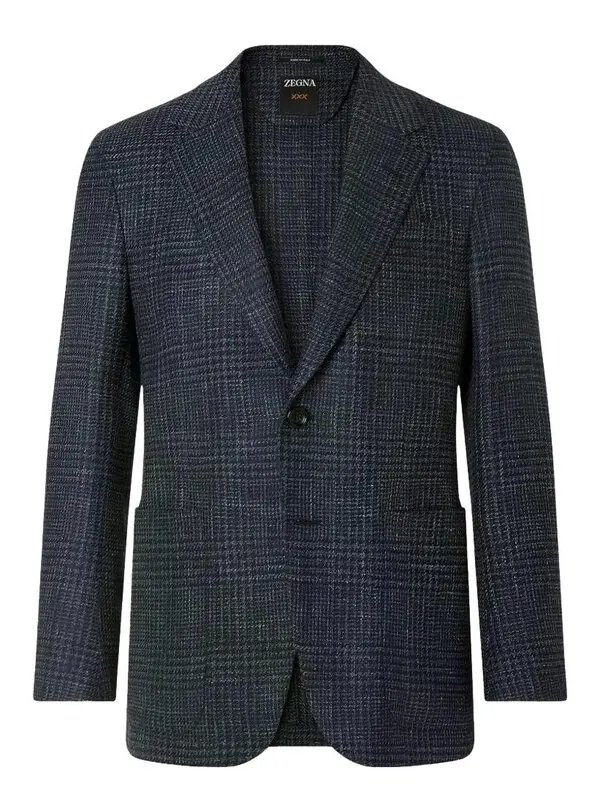 Zegna Navy Cashmere Silk And Linen Jacket - Blue