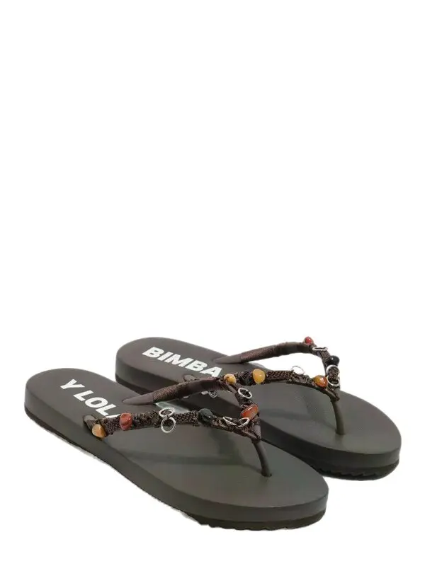 Bimba Y Lola Embellished Flip Flops - Brown