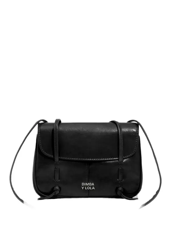 Bimba Y Lola Leather Mini Flap Bag - Black