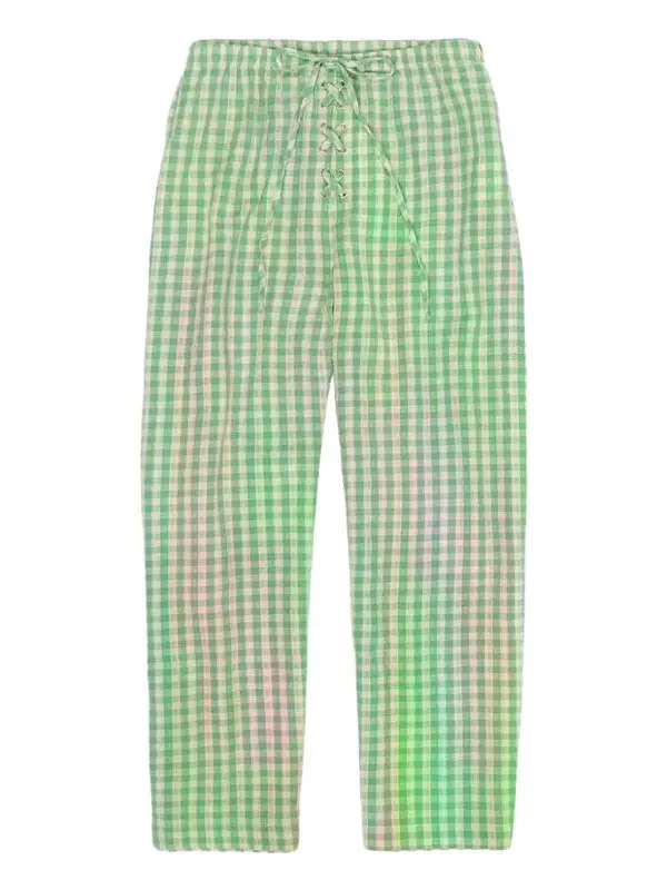 Bimba Y Lola Checked Corset-waist Trousers - Green
