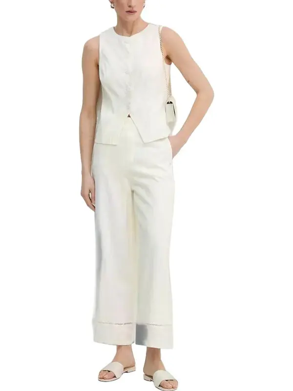 Dkny Sleeveless Blouse With Round Neck And Button Fastening - Neutrals