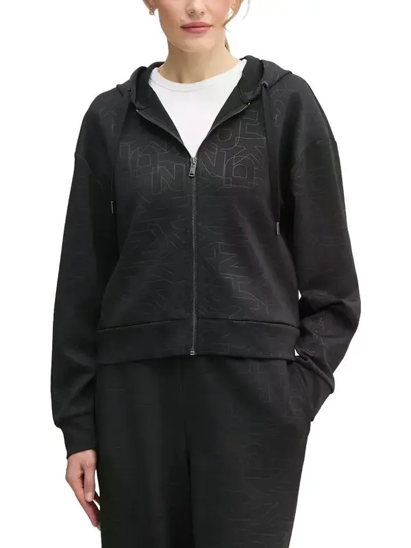 Dkny Drawstring Zip-up Hoodie - Black