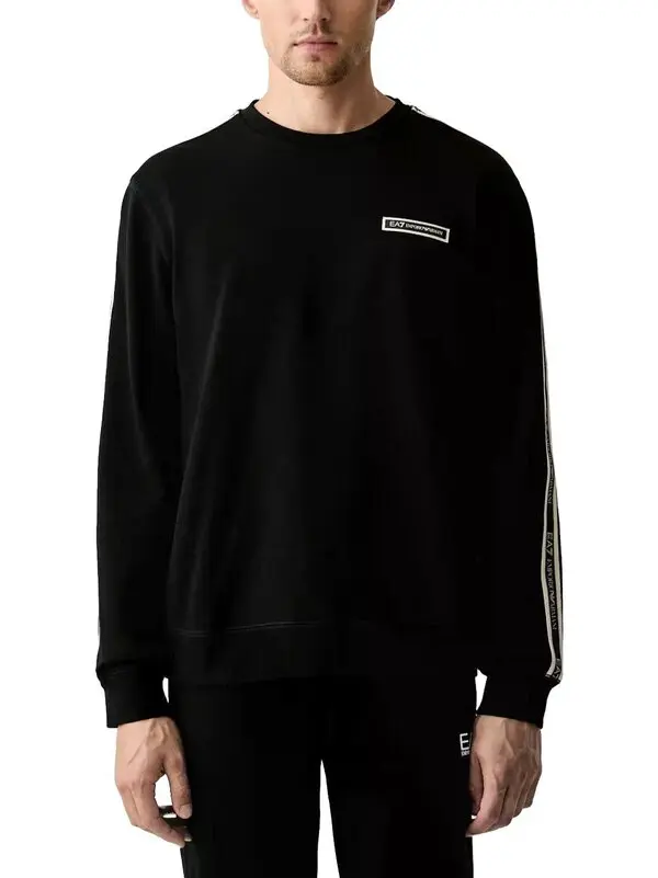 EA7 Logo-patch Tape-detail Sweatshirt - Black