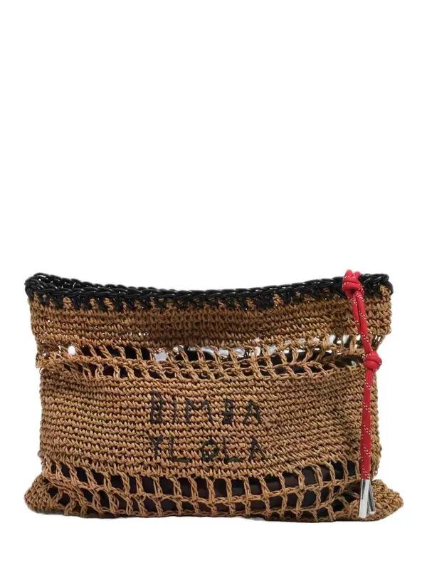 Bimba Y Lola Medium Dark Natural Raffia-effect Handbag - Neutrals