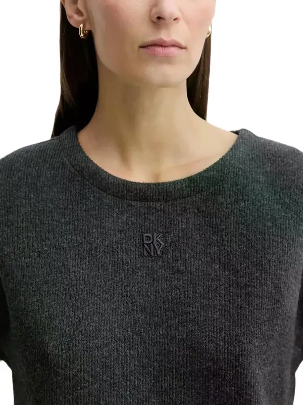 Dkny Textured Cropped T-shirt - Grey