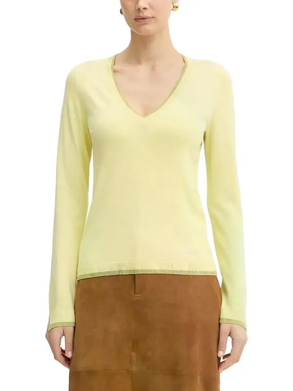 Liu Jo V-neck Sweater With Logo Detail - Yellow