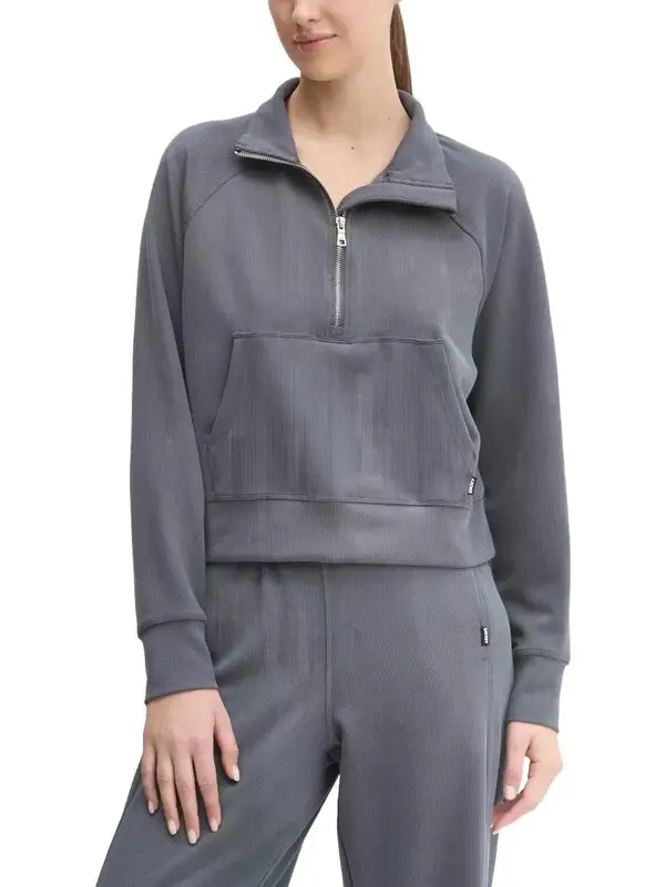 Dkny Ribbed Half-zip Sweatshirt - Grey