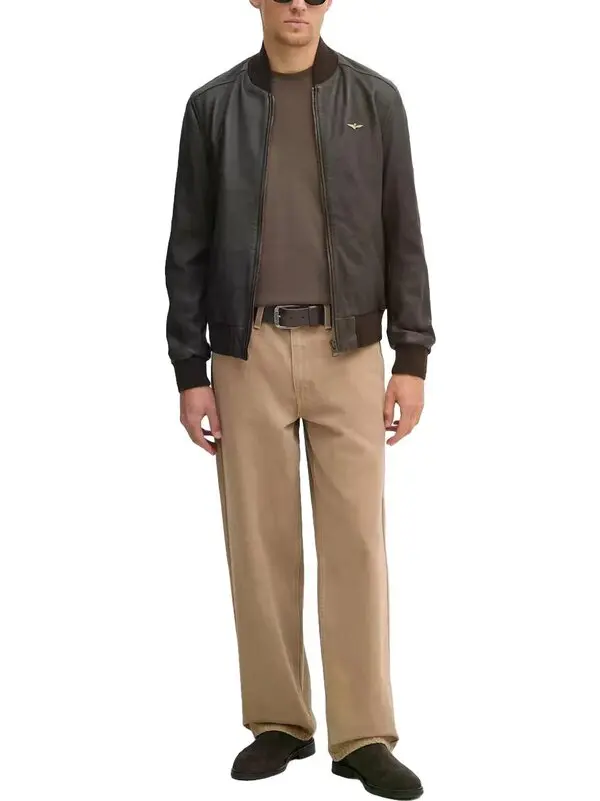 AERONAUTICA MILITARE Logo-plaque Bomber Jacket - Brown