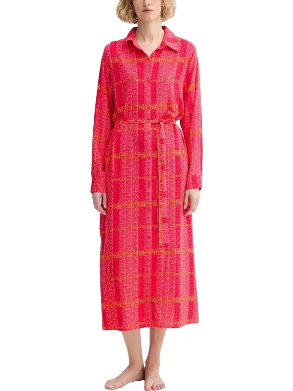 Dkny Logo-print Belted Midi Dress - Pink