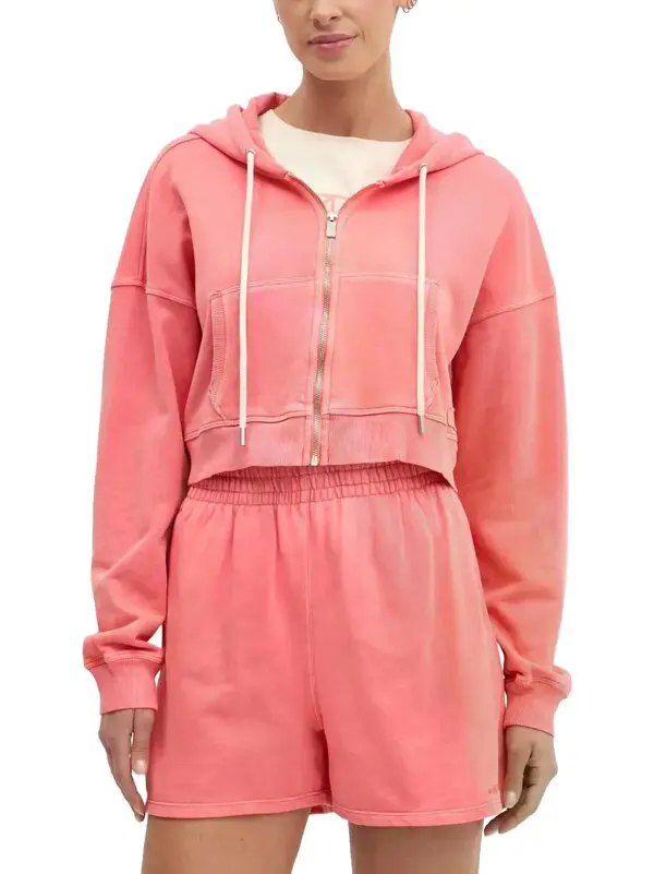 Dkny Zip Crop Hoodie - Pink