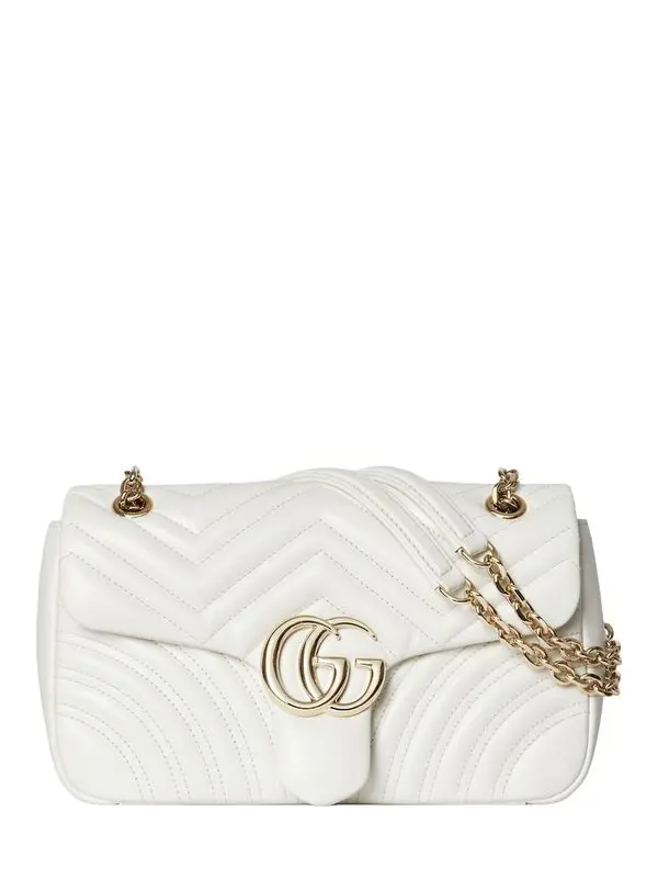 Gucci Gg Marmont Medium Shoulder Bag In Leather - White