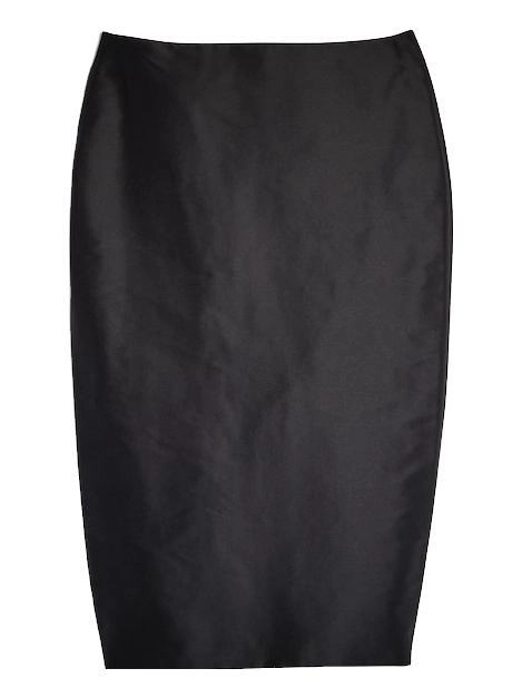 Gucci Fine Silk Faille Midi Skirt With Back Vent - Black