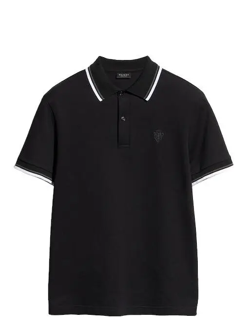 Gucci Cotton Piquet Polo Shirt With Embroidery - Black