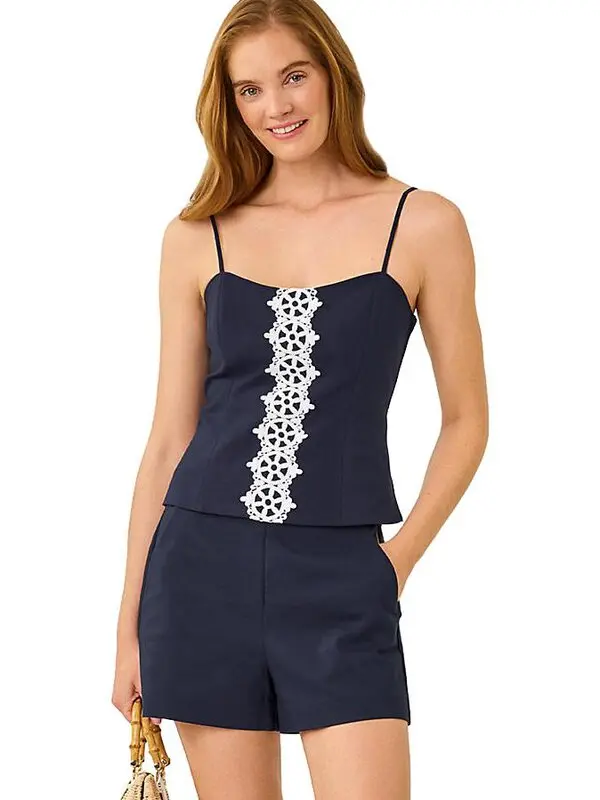 Lilly Pulitzer® Shelli Stretch Top With Lace Trim - Navy