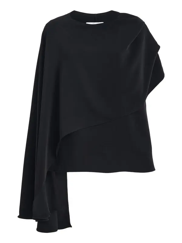 SLOAN Exclusive Chiffon Cape Top - Black