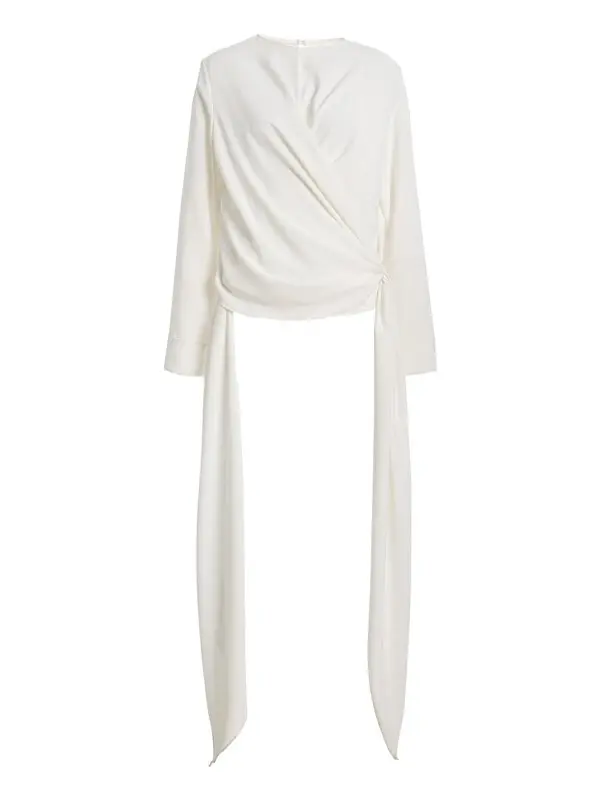 SLOAN Wrap Draped Chiffon Top - Ivory