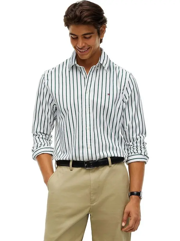 Tommy Hilfiger Regular Fit Striped Oxford Shirt - Optic White