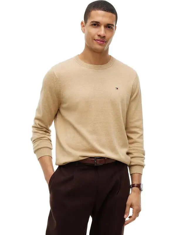 Tommy Hilfiger Crewneck Sweater In Cotton - Beige