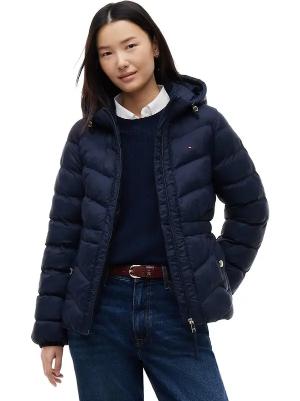 Tommy Hilfiger Lightweight Quilted Hooded Jacket - Navy Blue