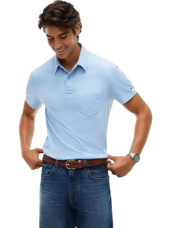 Tommy Hilfiger Regular Fit Jersey Pocket Polo - Water Blue