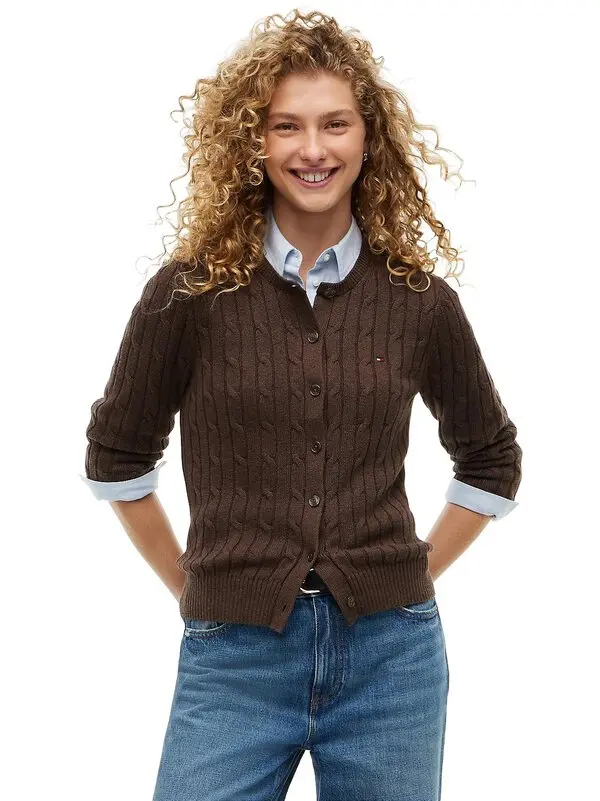 Tommy Hilfiger Cable Knit Button-up Cardigan - Brown
