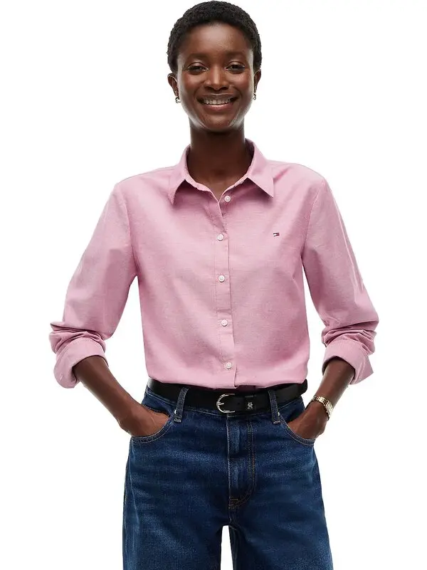 Tommy Hilfiger Regular Fit Stretch Oxford Shirt - Ruby Rhubarb