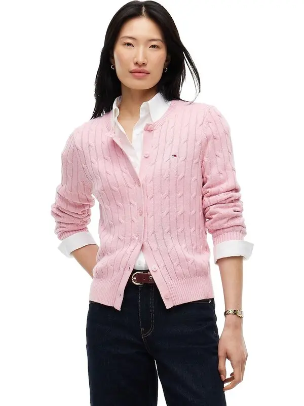 Tommy Hilfiger Cable Knit Button-up Cardigan - Pink