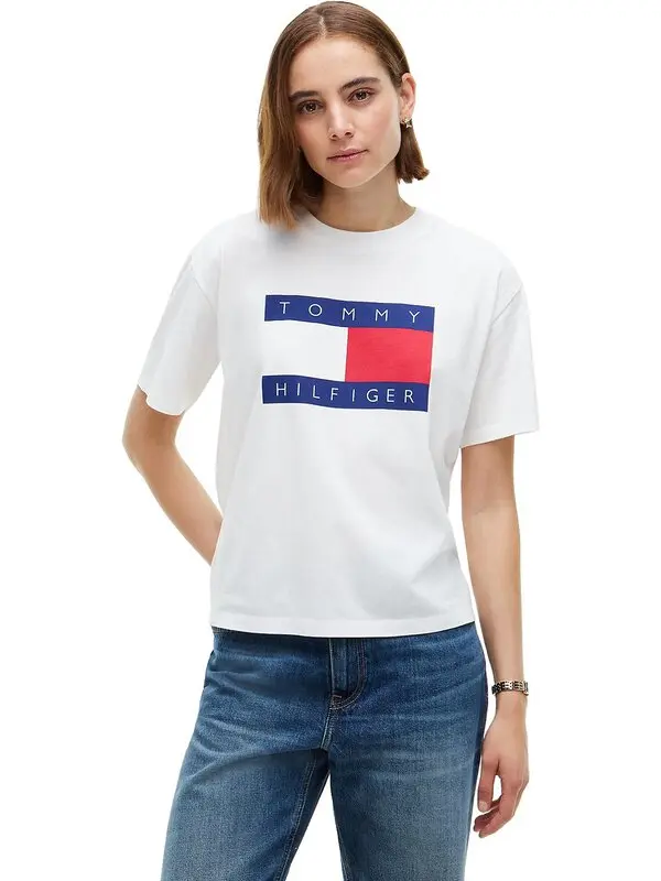 Tommy Hilfiger Flag Logo T-shirt - Ecru