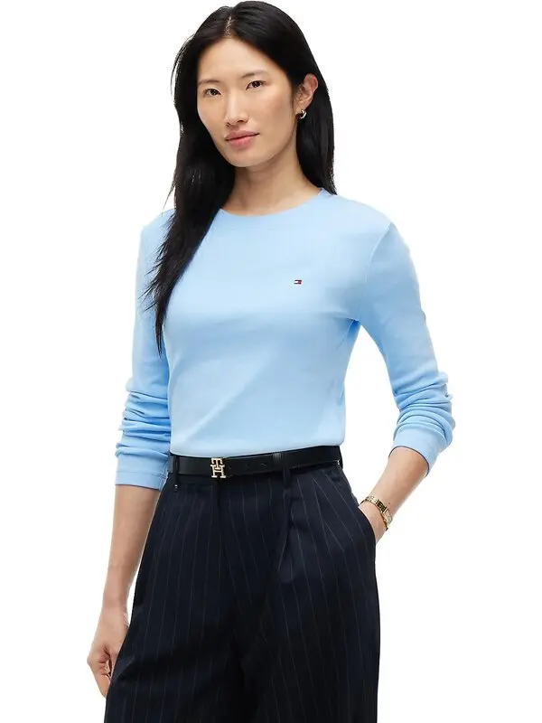 Tommy Hilfiger Long-sleeve Crewneck Favorite T-shirt - Light Blue