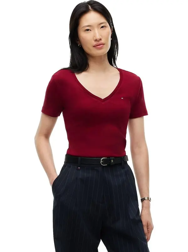 Tommy Hilfiger V-neck Favorite T-shirt - Plum Glaze