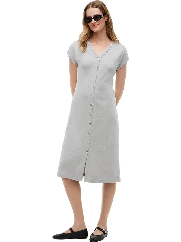 Tommy Hilfiger Gold-button Midi Dress - Grey Heather