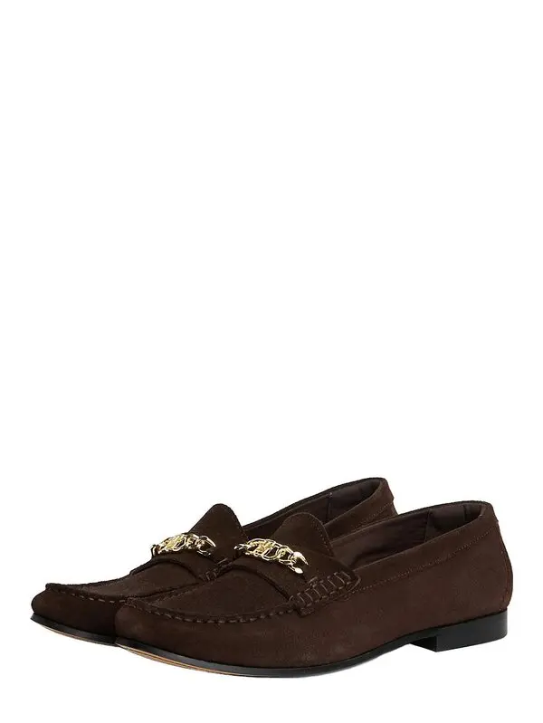 Tommy Hilfiger Chain-link Suede Loafers - Legacy Brown