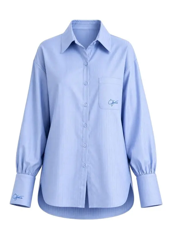 OFUURE Rue Button-up Shirt With Piping And Back Ties - Blue