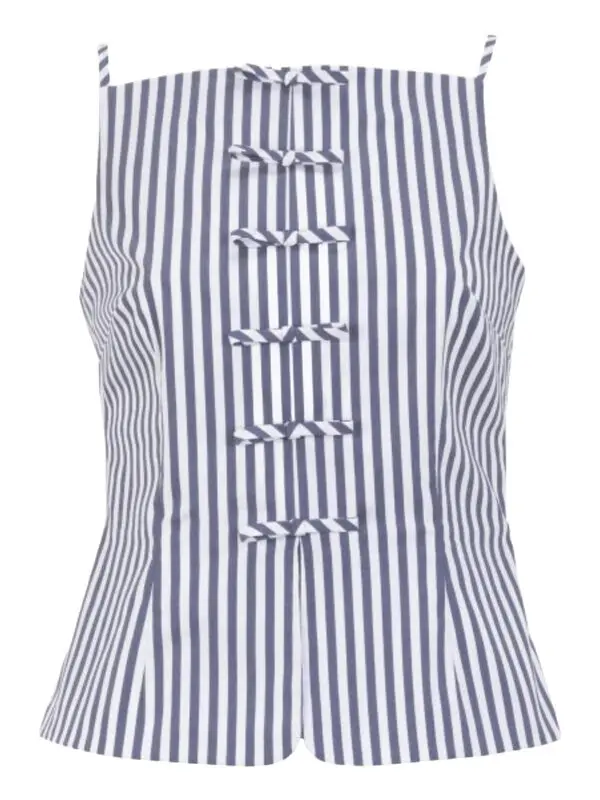 EXQUISE Spaghetti Strap Bustier Blouse - Blue/white