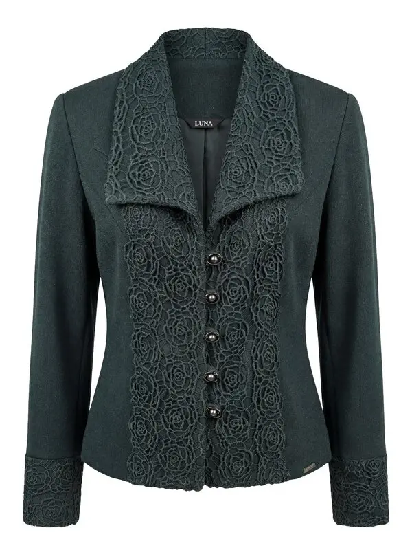 LUNA FASHION HOUSE Tailored Lace Blazer - Green