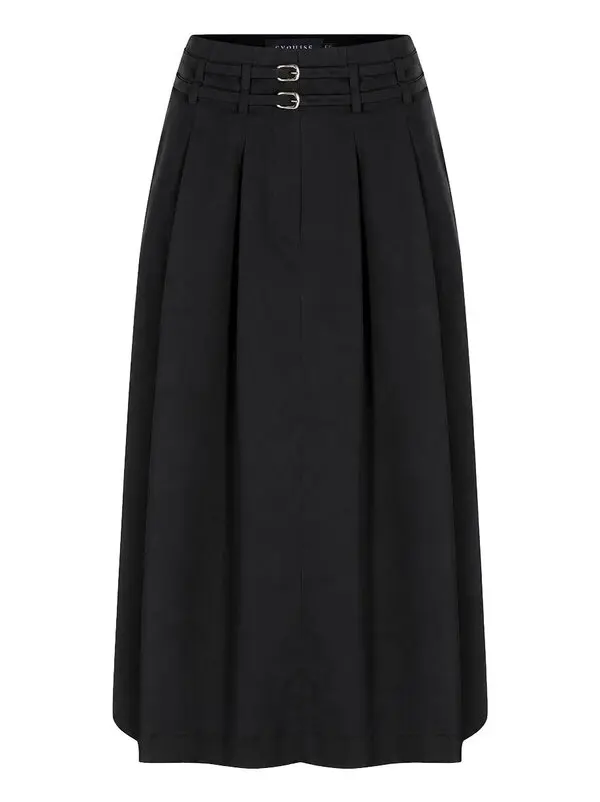 EXQUISE Evelynn Midi Skirt - Black