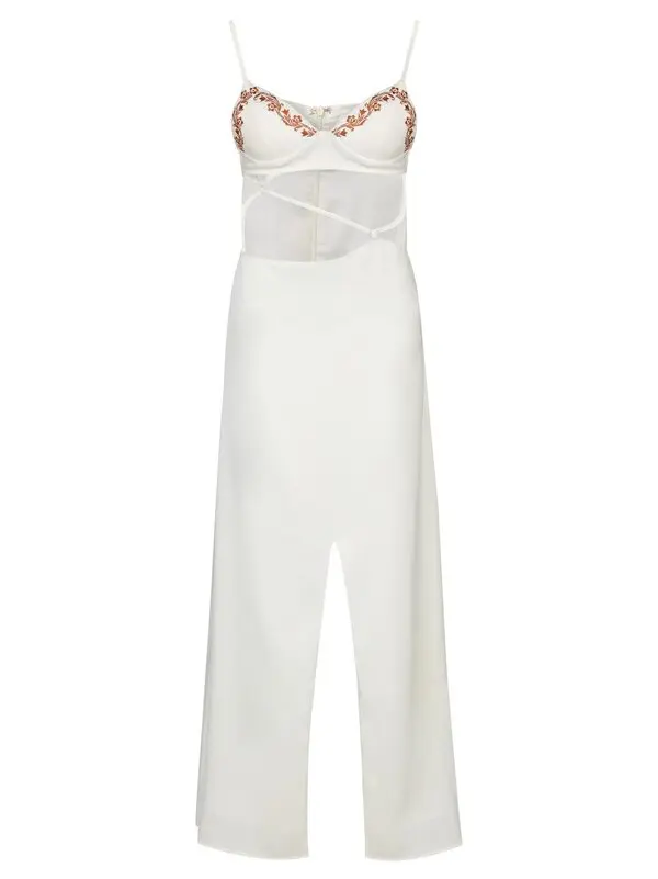 THE GT ATELIER Embroidered Midi Dress - White