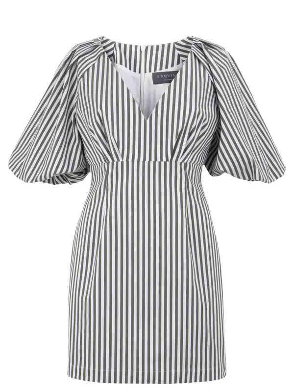 EXQUISE Black / White Emerie Mini Dress Khaki - Black/white
