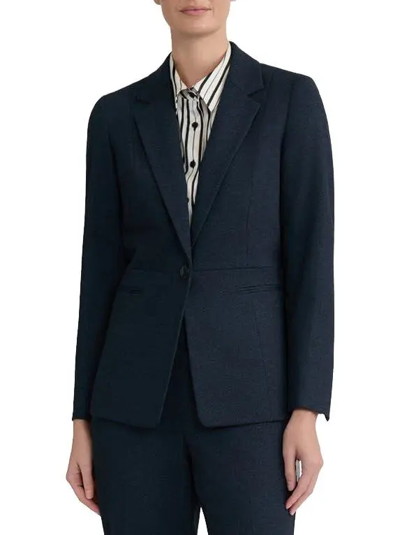 KASPER Notched Lapel Blazer With Waist Seam - Mid Blue