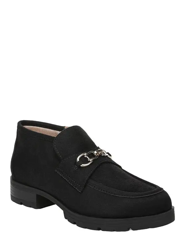 LIFESTRIDE Leila Moc Toe Ankle Bootie With Chunky Lug Sole And Chain Detail - Black