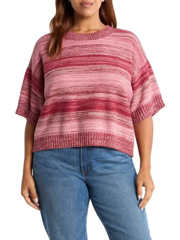 CITY BLUES Broome Marled Stripe Sweater - Cherry